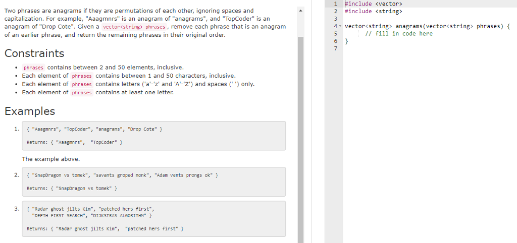 Solved #1nclude #include 1 Two phrases are anagrams if they | Chegg.com