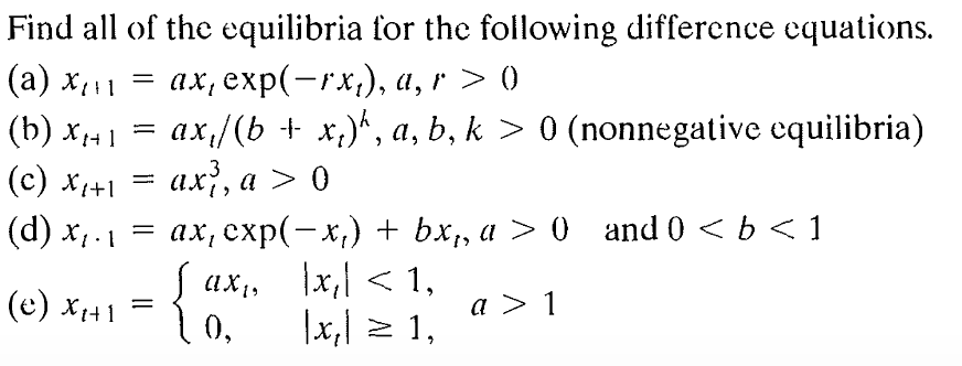 Solved Find all of the equilibria for the following | Chegg.com