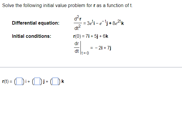 Solved Solve the following initial value problem for r ﻿as a | Chegg.com