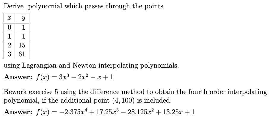 Solved Derive polynomial which passes through the points 3 y | Chegg.com