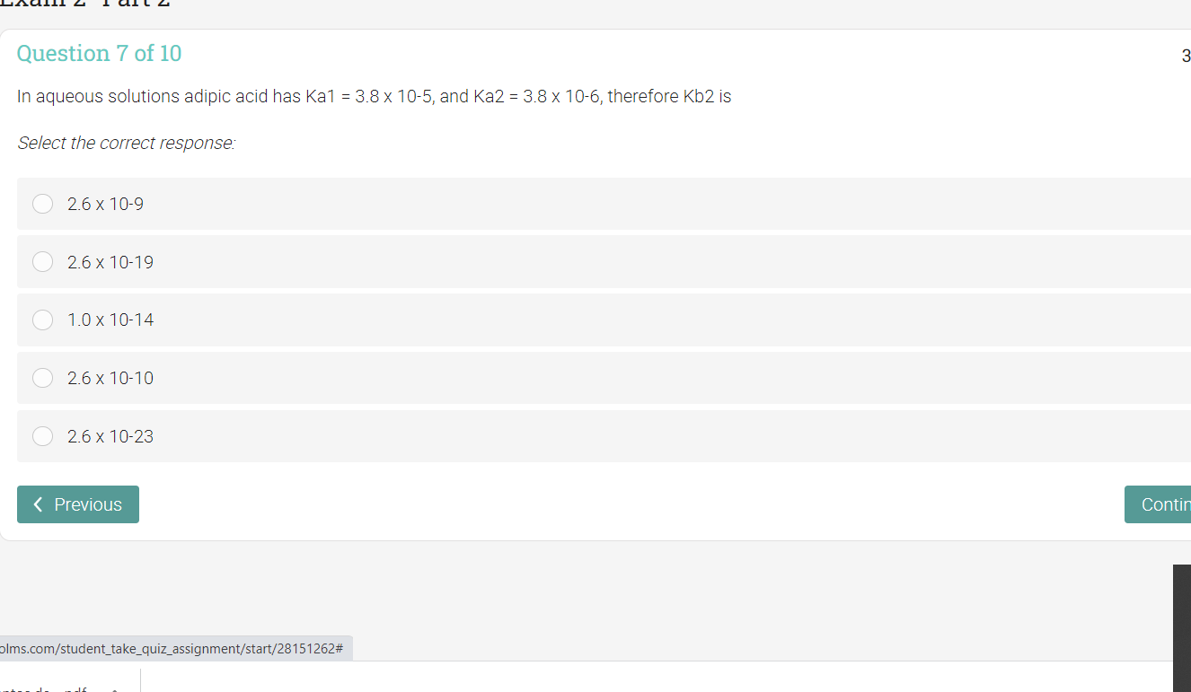 Solved Question 7 of 10 3 In aqueous solutions adipic acid | Chegg.com