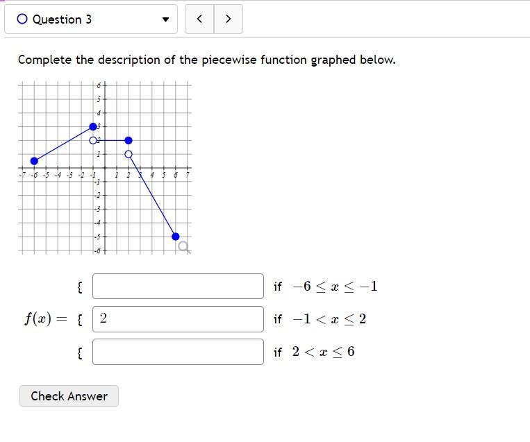 Solved Complete the description of the piecewise function | Chegg.com