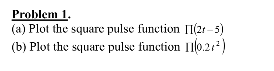 Solved Problem 1. (a) Plot the square pulse function II(2t | Chegg.com