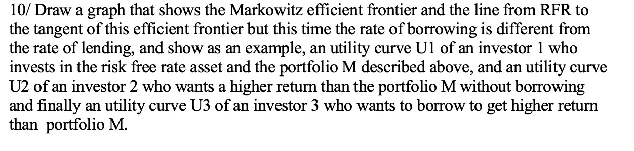 Solved 10 Draw A Graph That Shows The Markowitz Efficient