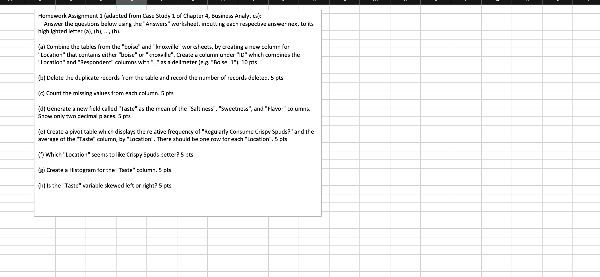 Homework Assignment 1 Adapted From Case Study 1 Of Chegg