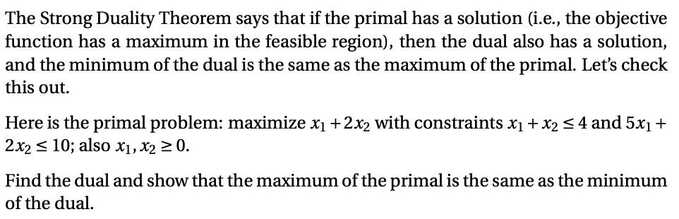 Solved The Strong Duality Theorem says that if the primal | Chegg.com