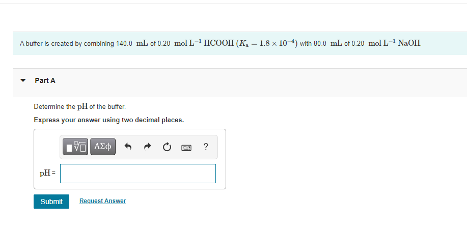Solved A buffer is created by combining 140.0 mL of 0.20 mol | Chegg.com