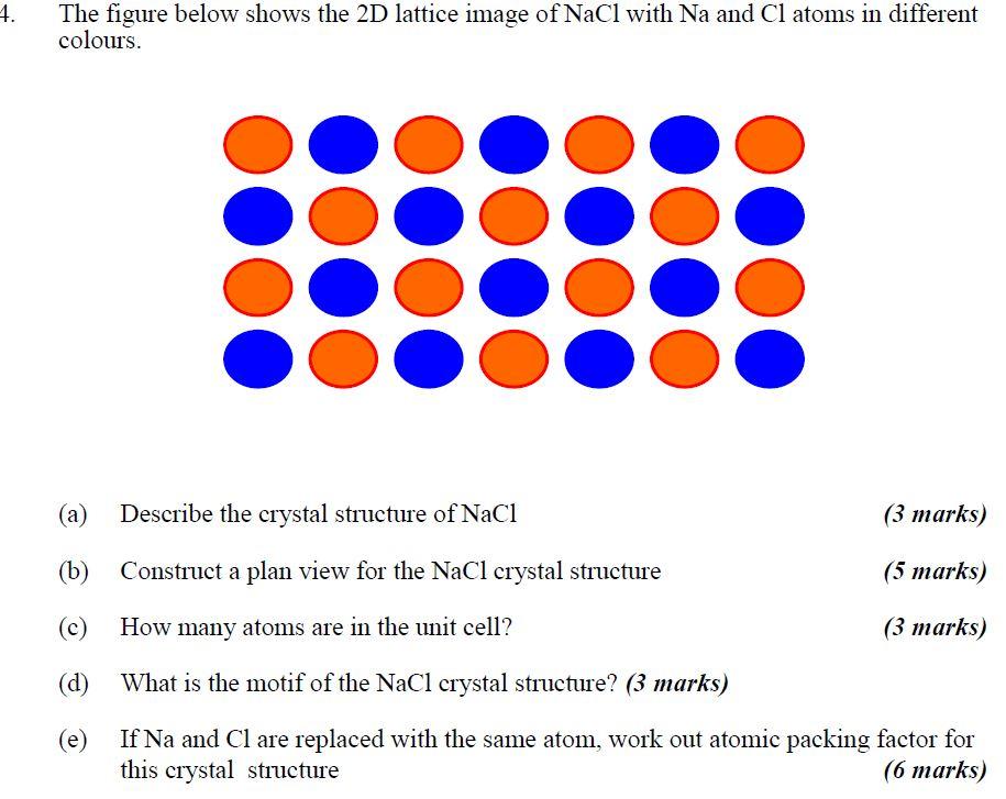 Solved 4. The figure below shows the 2D lattice image of | Chegg.com