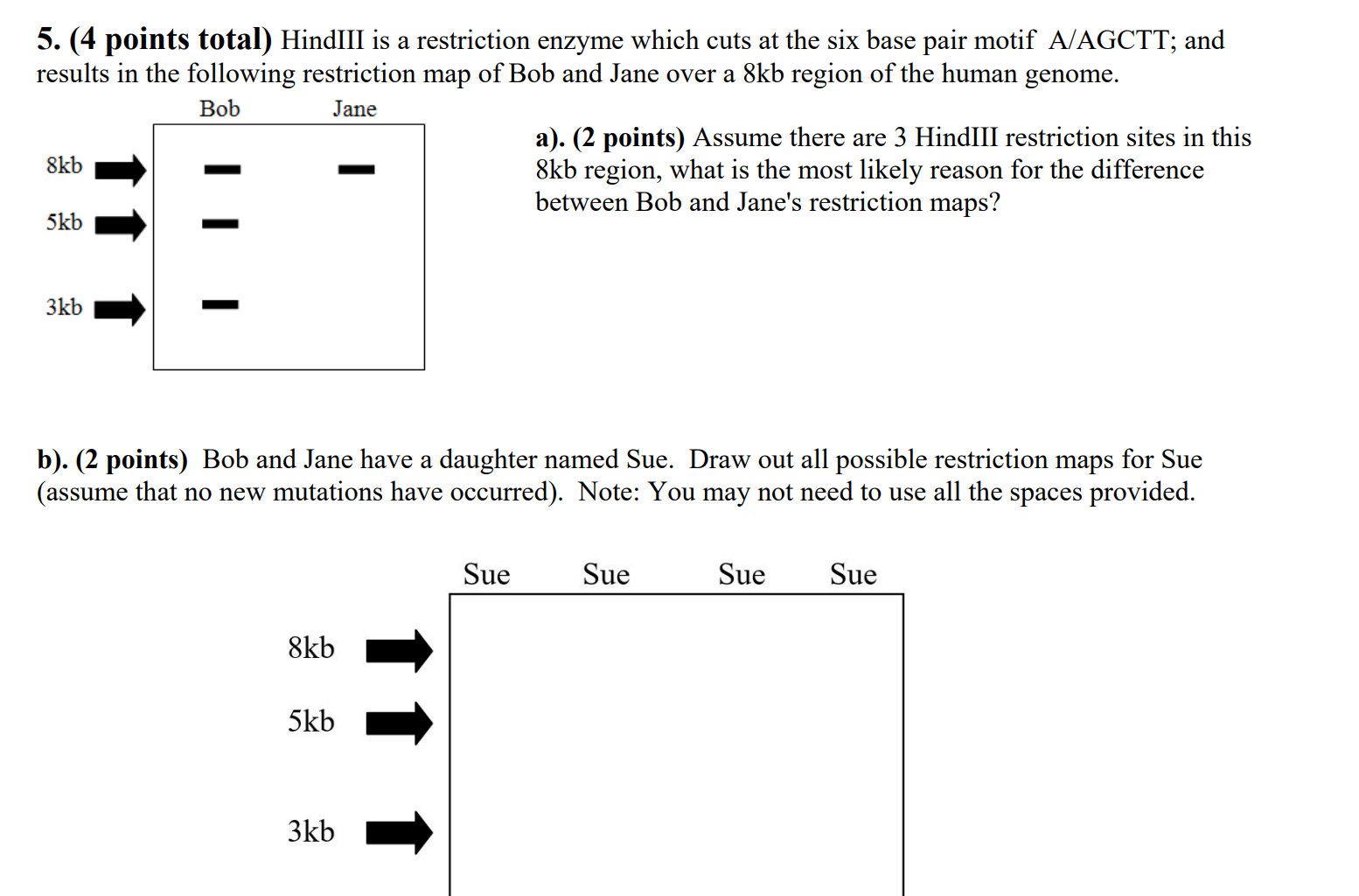 Solved 5. (4 points total) HindIII is a restriction enzyme | Chegg.com