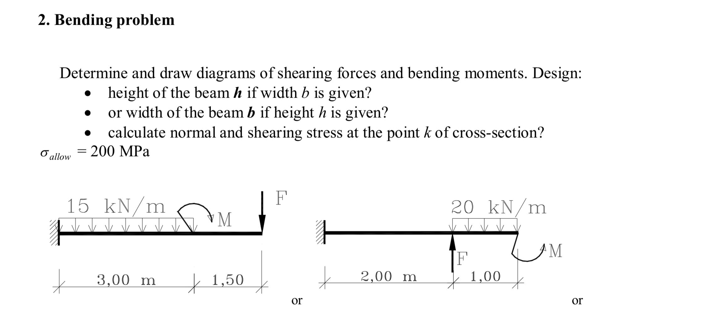 2. Bending problem Determine and draw diagrams of | Chegg.com