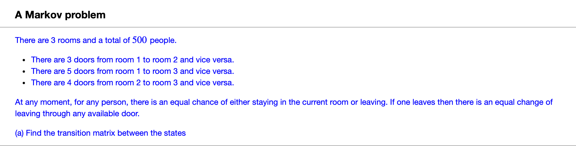 Solved There are 3 rooms and a total of 500 people. - There | Chegg.com