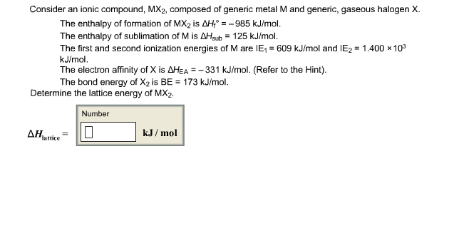 Solved Consider an ionic compound, MX2, composed of generic | Chegg.com