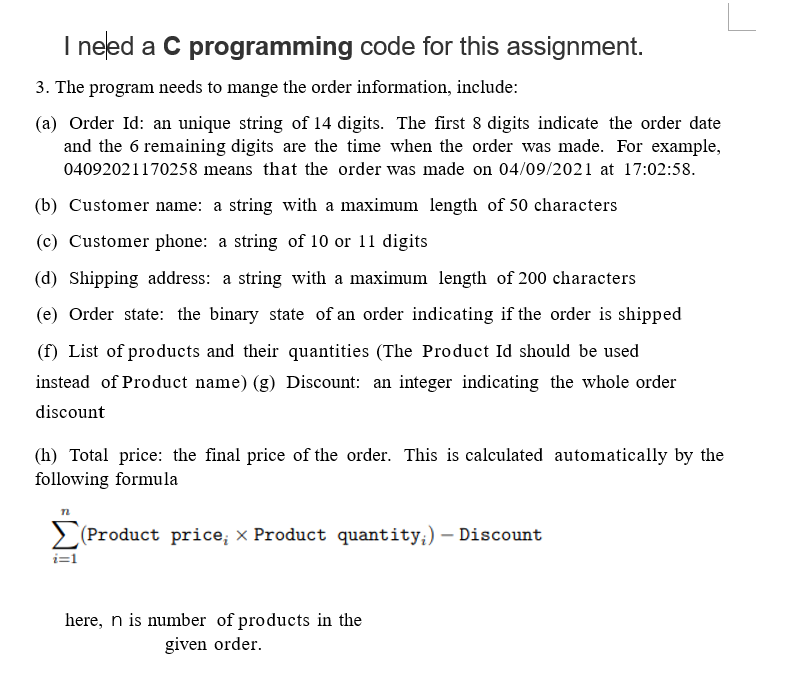 Solved I need a C programming code for this assignment. C 3. | Chegg.com