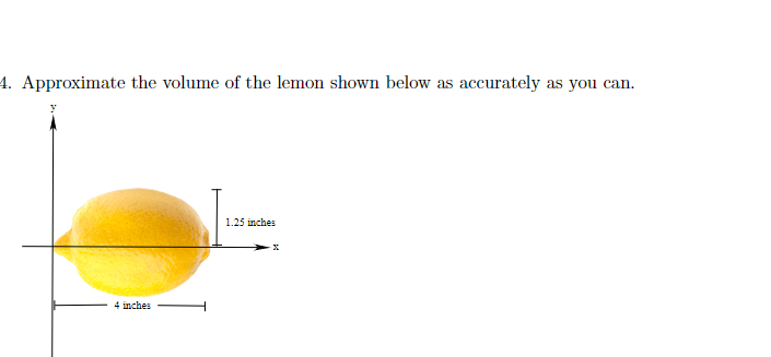 Solved 4. Approximate the volume of the lemon shown below as | Chegg.com