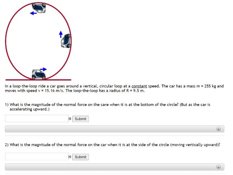 Solved In a loop-the-loop ride a car goes around a vertical, | Chegg.com