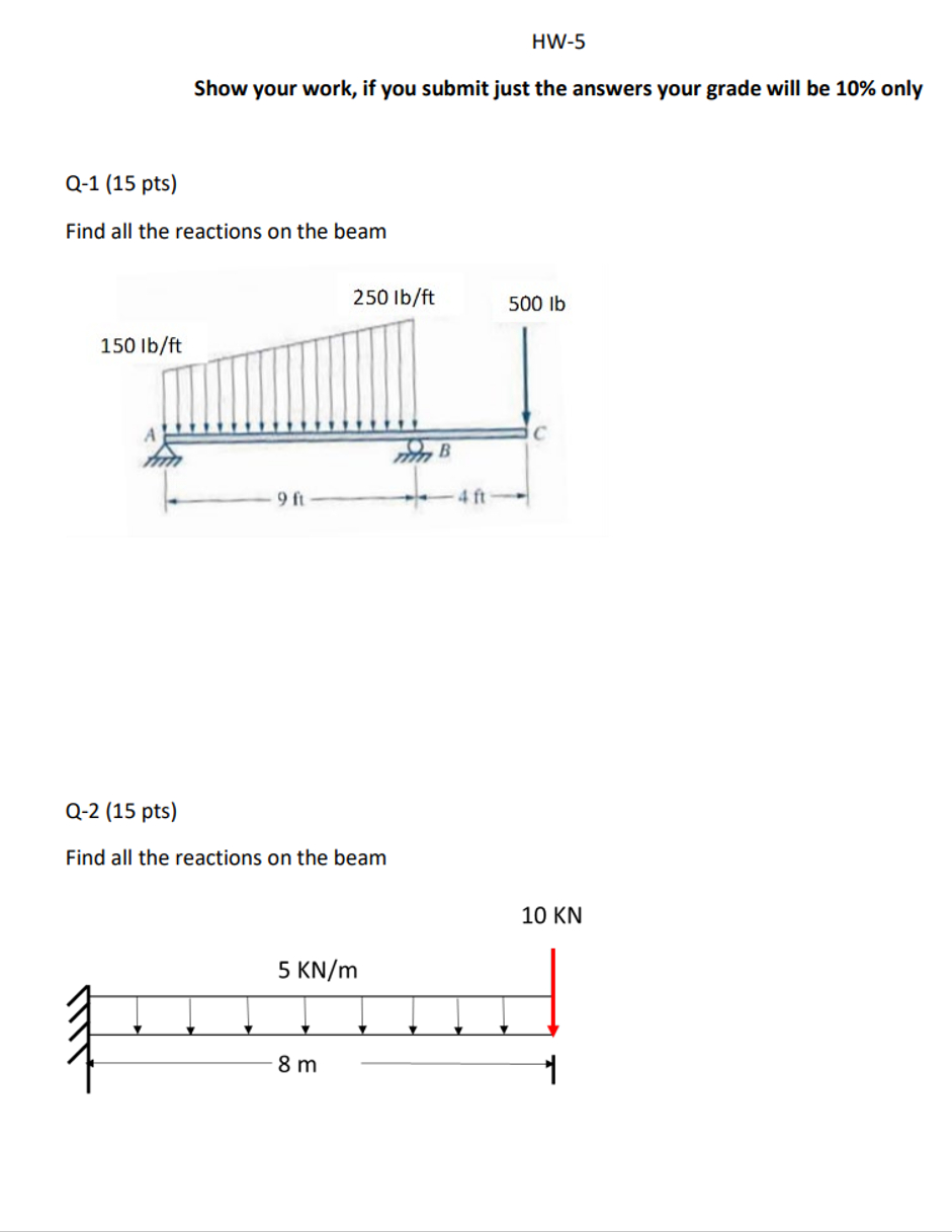 Solved HW-5Show your work, if you submit just the answers | Chegg.com