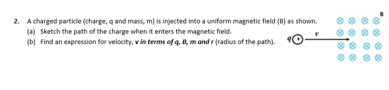 Solved 2. A charged particle (charge, and mass, m) is | Chegg.com