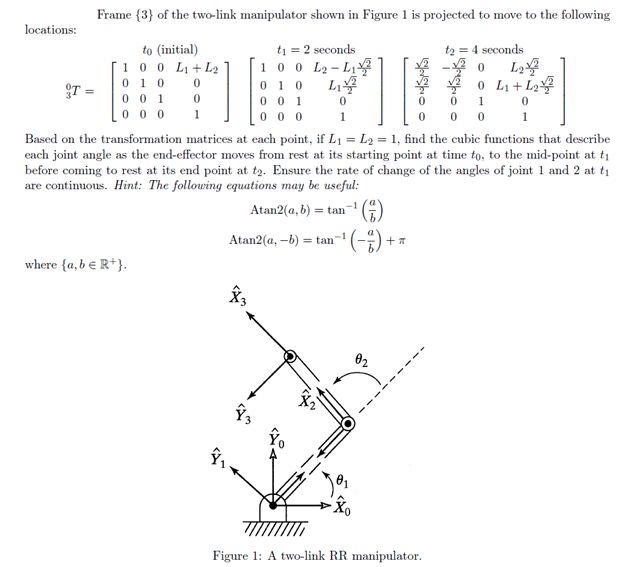 Solved V2 0 1 Frame {3} of the two-link manipulator shown in | Chegg.com