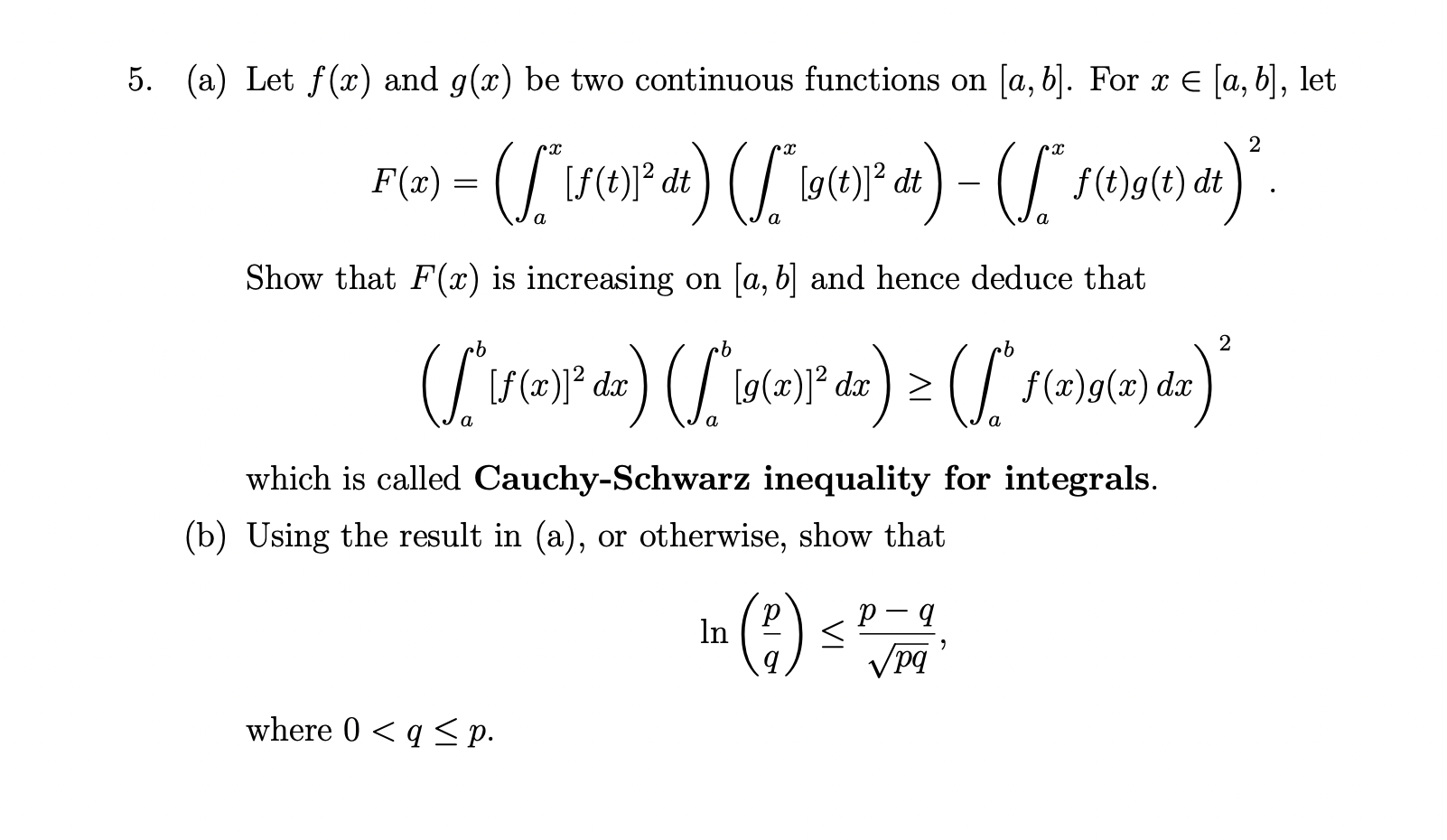 Solved (a) Let f(x) and g(x) be two continuous functions on | Chegg.com