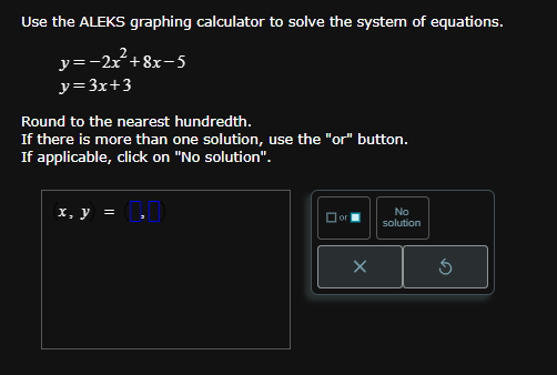 Solved Use the ALEKS graphing calculator to solve the system | Chegg.com