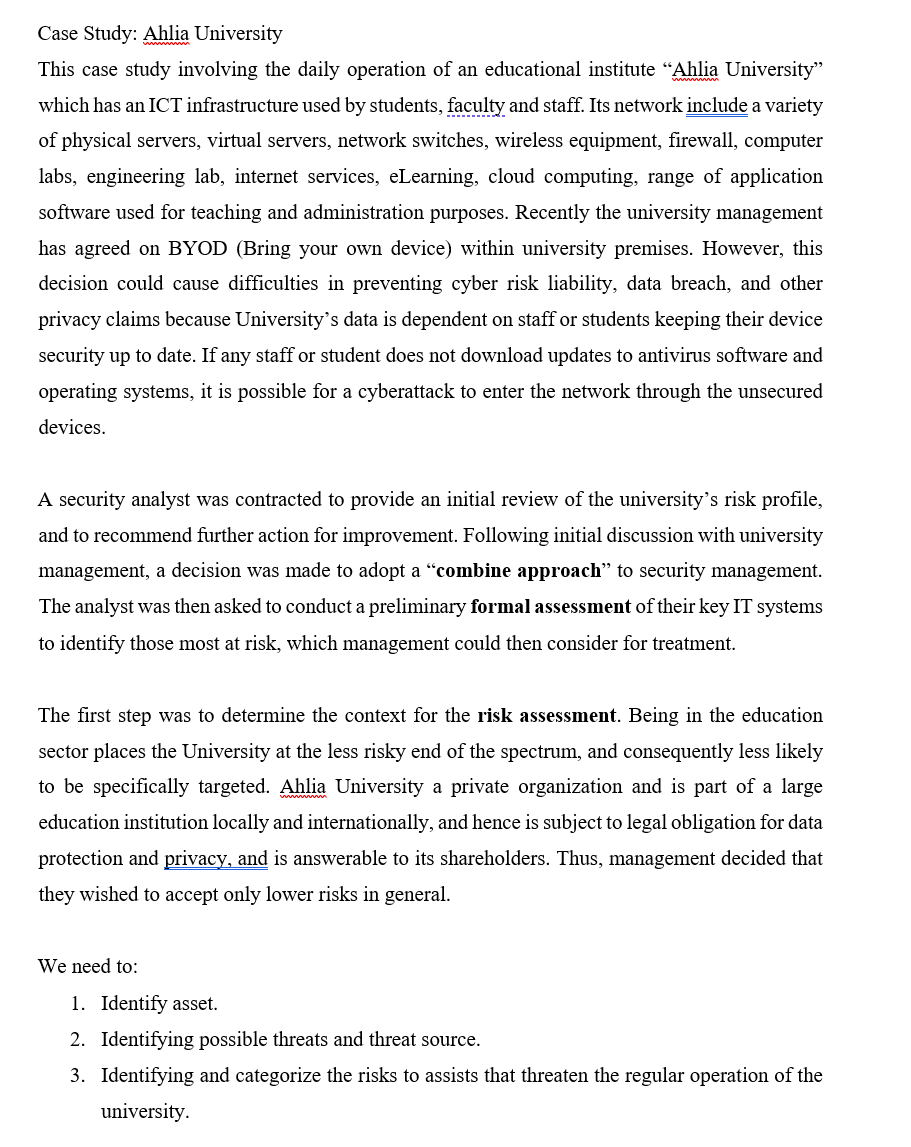 Solved Case Study: Ahlia University This case study | Chegg.com