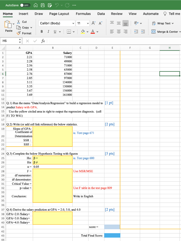 Solved Home Insert Draw Page Layout Formulas Data Review | Chegg.com