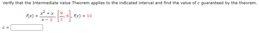 Solved Verify that the Intermediate Value Theorem applies to | Chegg.com