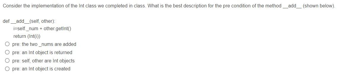 Solved Consider the implementation of the Int class we | Chegg.com