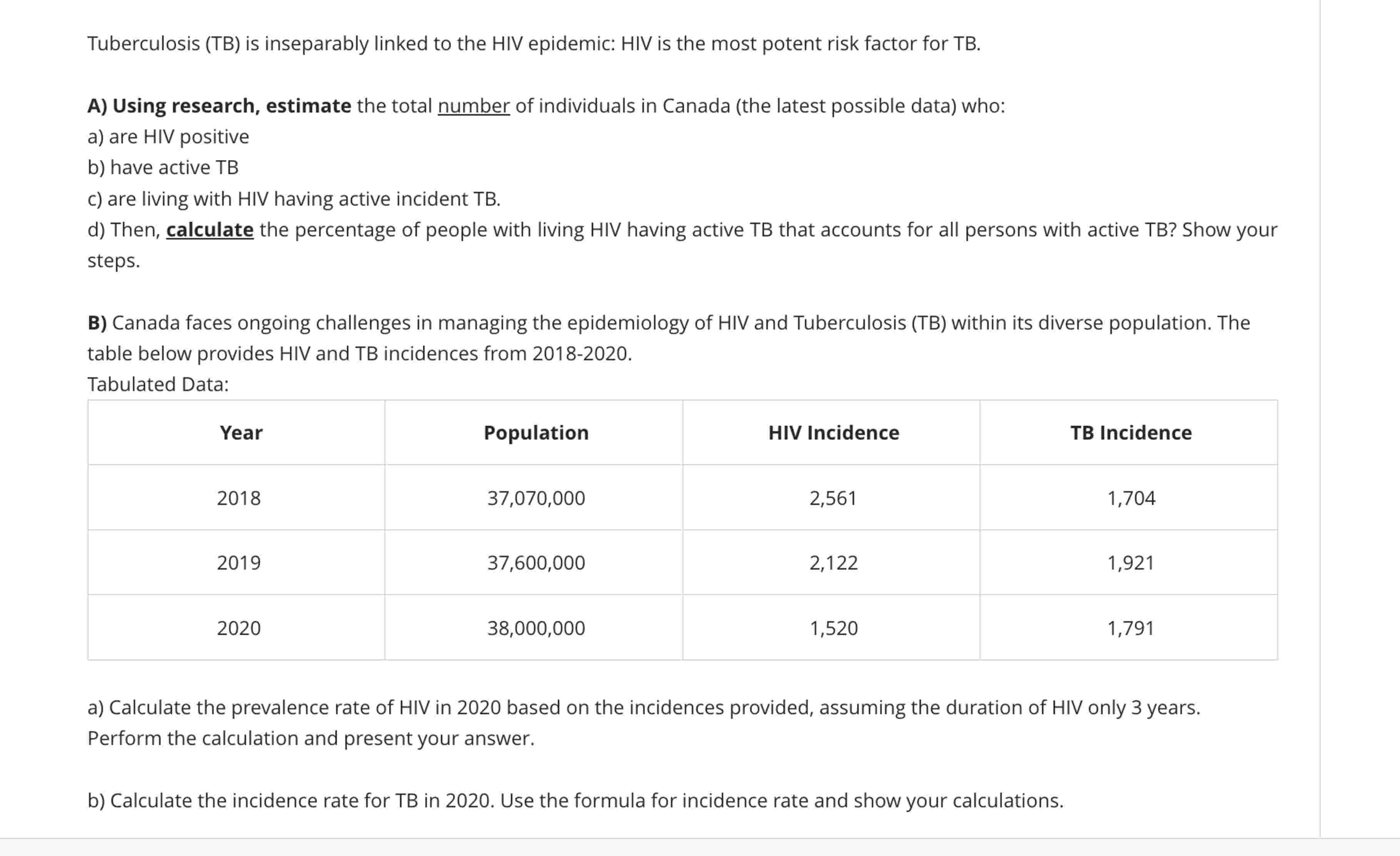 Solved Tuberculosis (TB) ﻿is inseparably linked to the HIV | Chegg.com