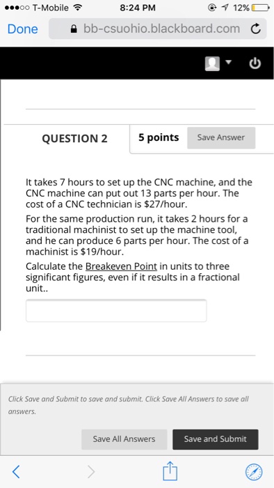 Solved oo T-Mobile 8:24 PM Done bb-csuohio.blackboard.com C | Chegg.com