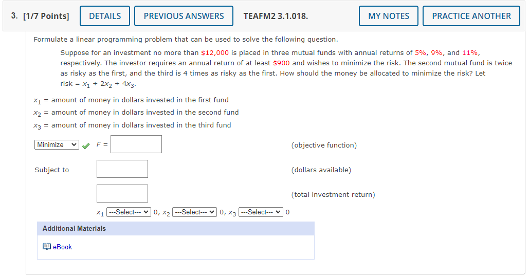 Solved Formulate a linear programming problem that can be | Chegg.com