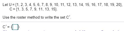 Solved Let U 1, 2, 3, 4, 5, 6, 7, 8, 9, 10, 11, 12, 13, 14, | Chegg.com