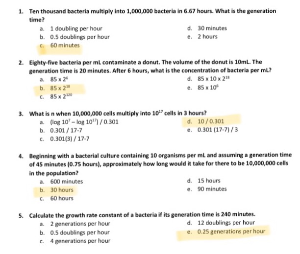 Solved 1. Ten thousand bacteria multiply into 1,000,000 | Chegg.com