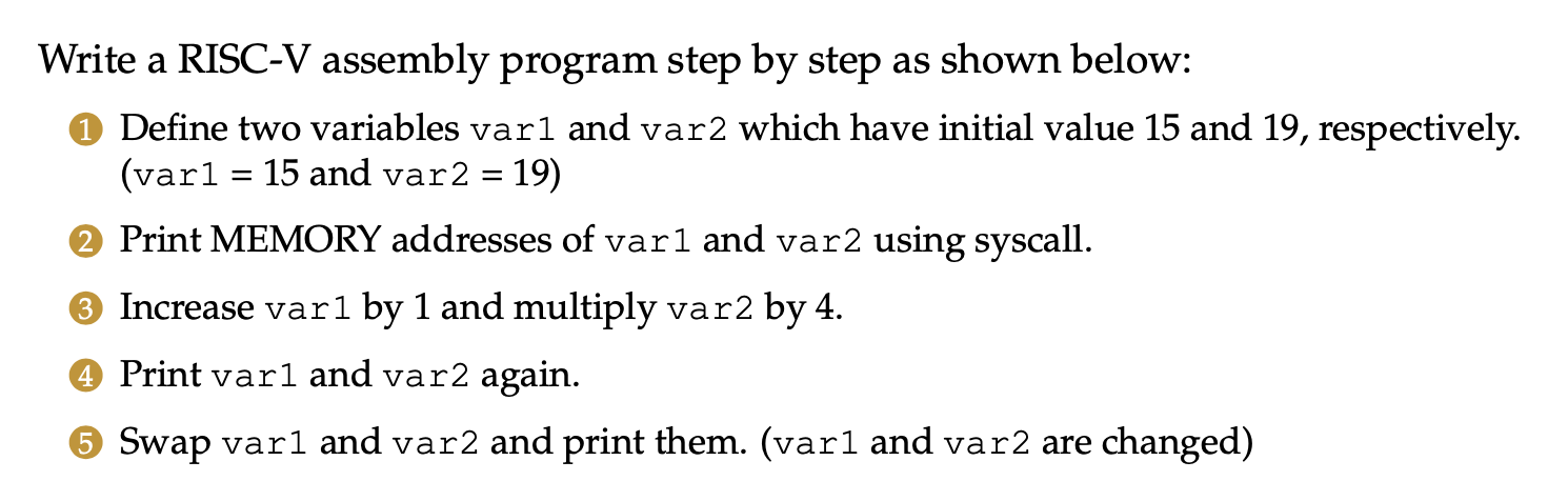 Solved Write a RISC-V assembly program step by step as shown | Chegg.com
