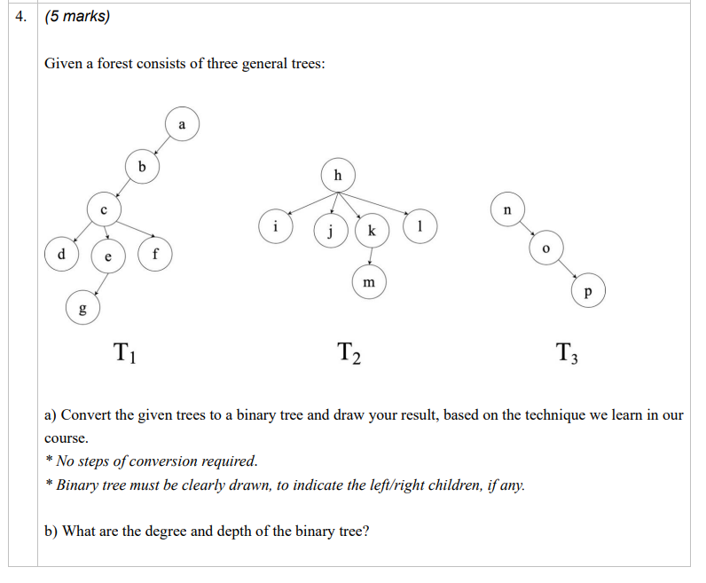 Solved Given a forest consists of three general trees: a) | Chegg.com