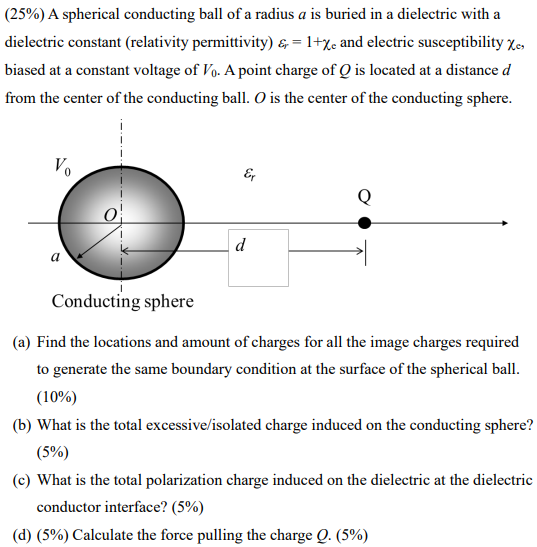 Solved (25%) A spherical conducting ball of a radius a is | Chegg.com