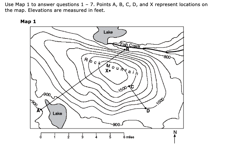 Solved Use Map 1 to answer questions 1 - 7. Points A, B, C, | Chegg.com