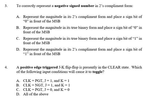 Solved 3. 3 To correctly represent a negative signed number | Chegg.com