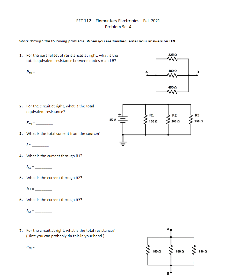 Solved EET 112 - Elementary Electronics - Fall 2021 - | Chegg.com