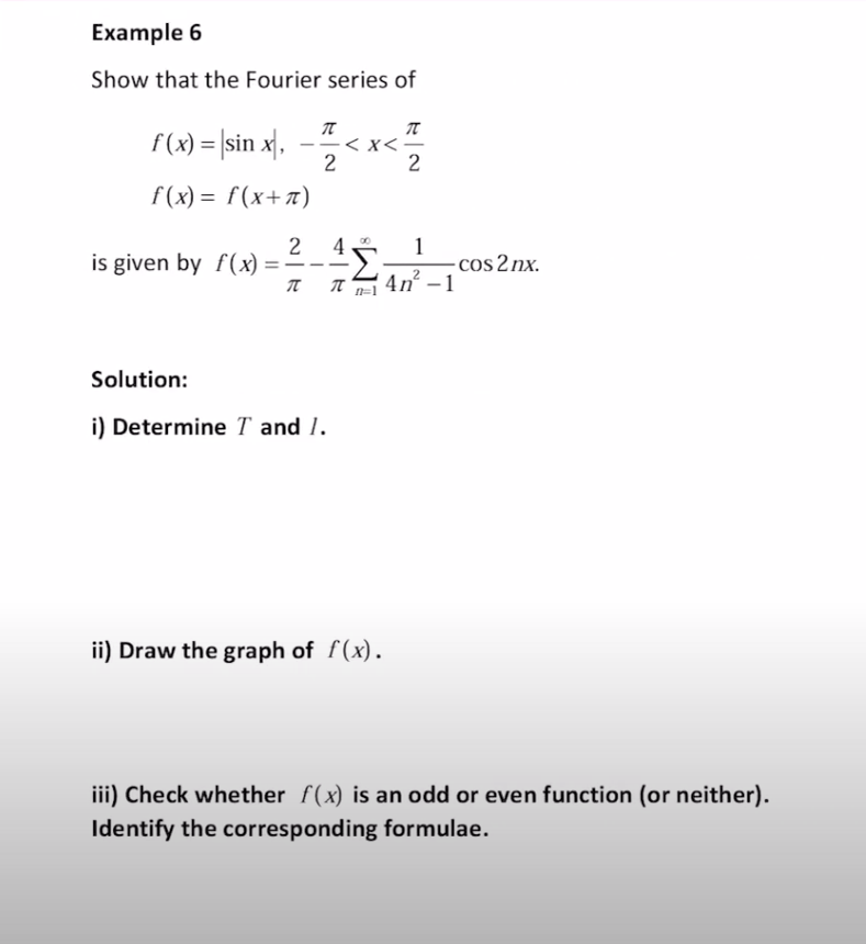 Solved Example 6 Show that the Fourier series of л f(x) = | Chegg.com