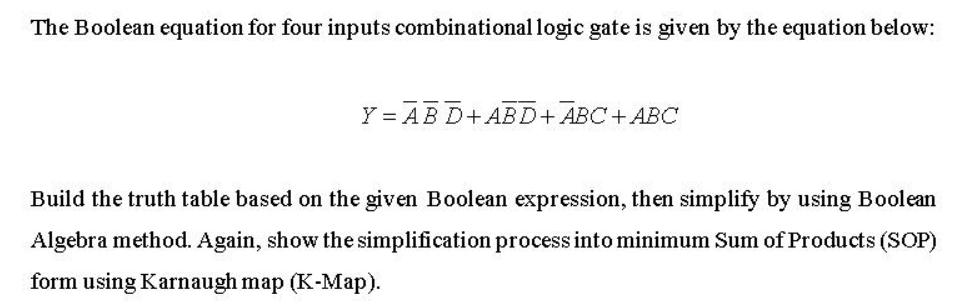 Solved The Boolean equation for four inputs combinational | Chegg.com