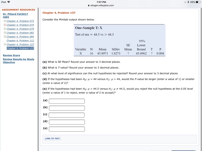 Solved iPad令 7:07 PM * 49%-> ASSIGNMENT RESOURCES Chapter 4, | Chegg.com