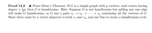 Solved Proof 12.8: \ Prove Dirac's Theorem: If G is a simple | Chegg.com