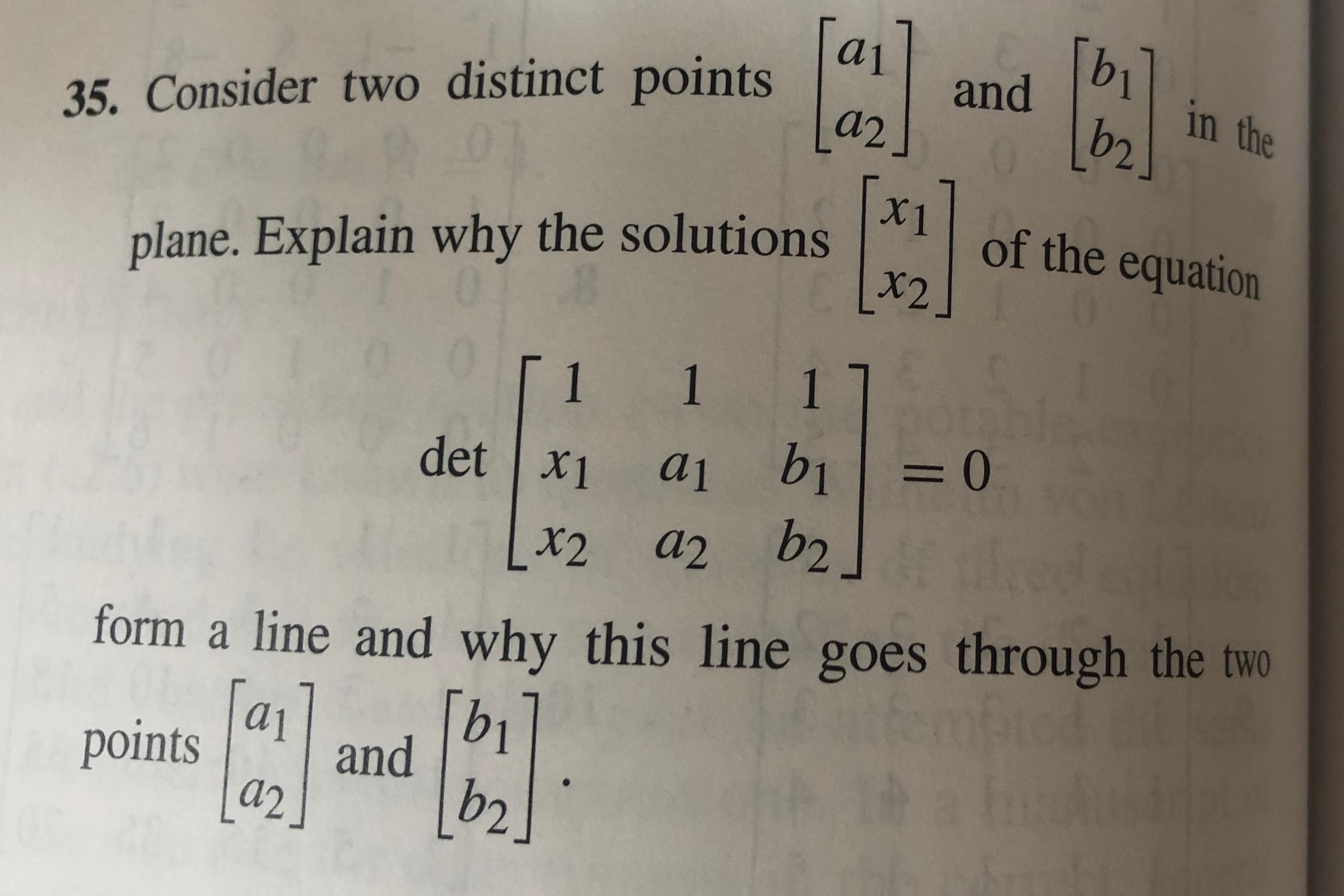 Solved Land | [bi 35. Consider two distinct points and be | Chegg.com