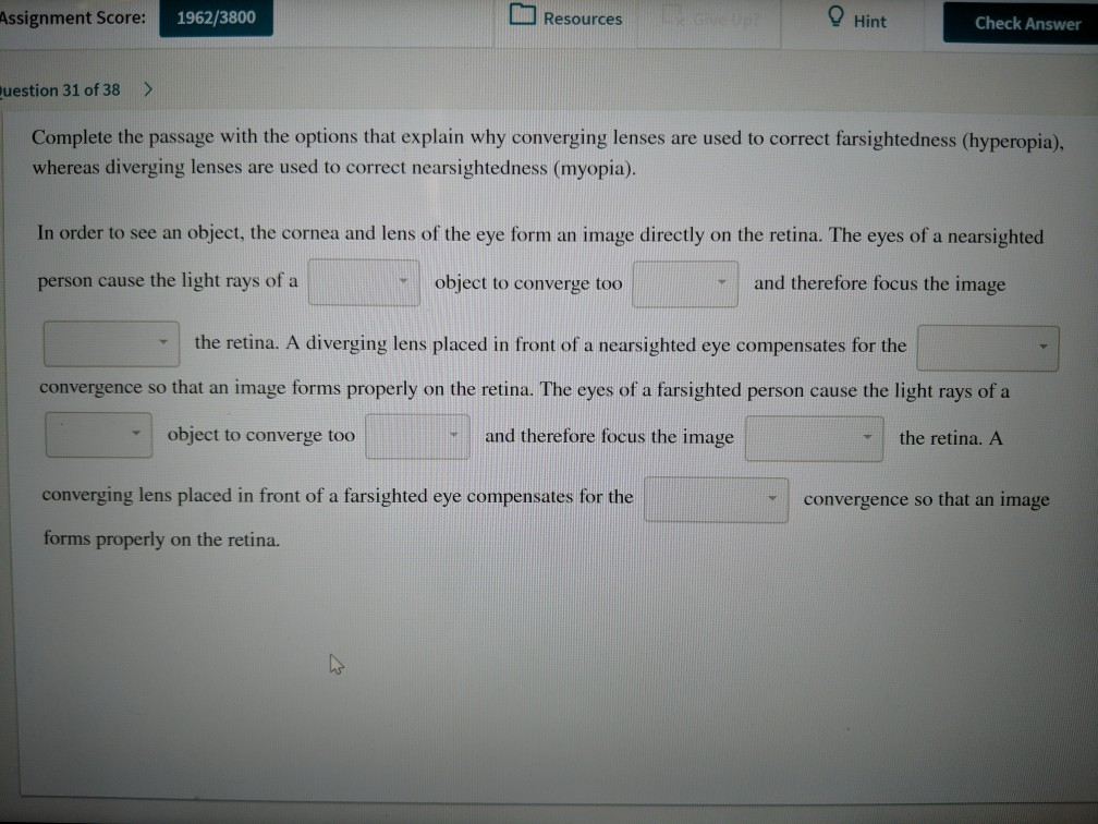 Solved Assignment Score: 1962/3800 Resources Hint Check | Chegg.com
