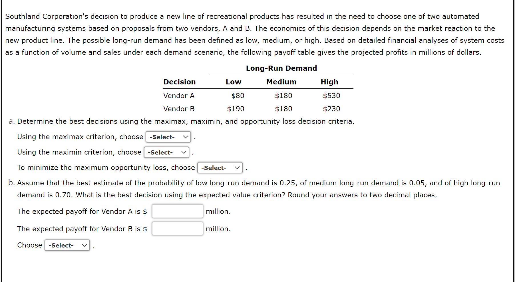 Solved Southland Corporation's decision to produce a new | Chegg.com