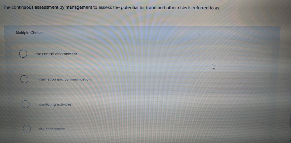 Solved The continuous assessment by management to assess the | Chegg.com