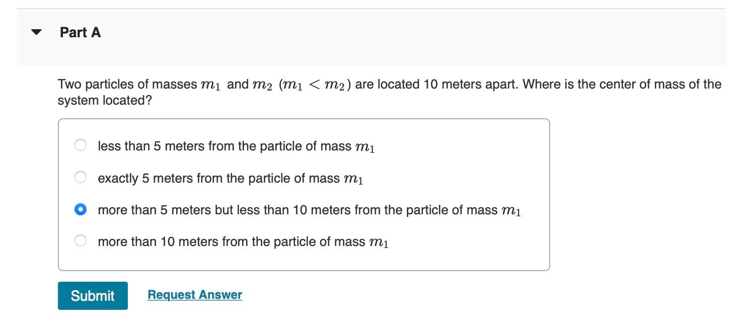 Solved Two particles of masses m1 and m2(m1 | Chegg.com