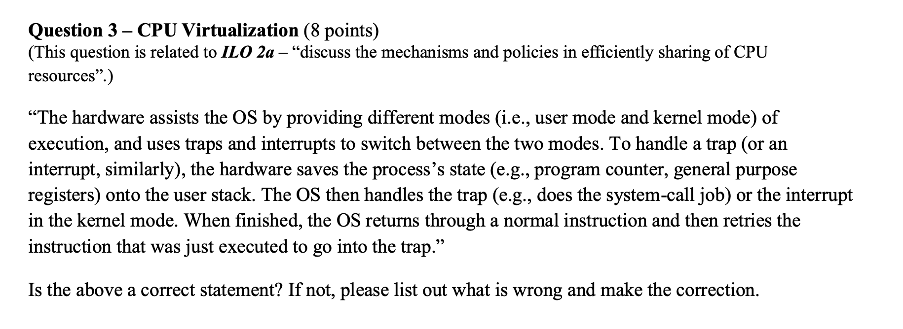 Solved Question 3 – CPU Virtualization (8 points) (This | Chegg.com