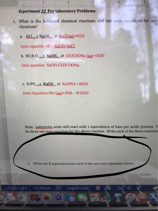 Solved Experiment 32 Pre laboratory Problems 1. What is the | Chegg.com